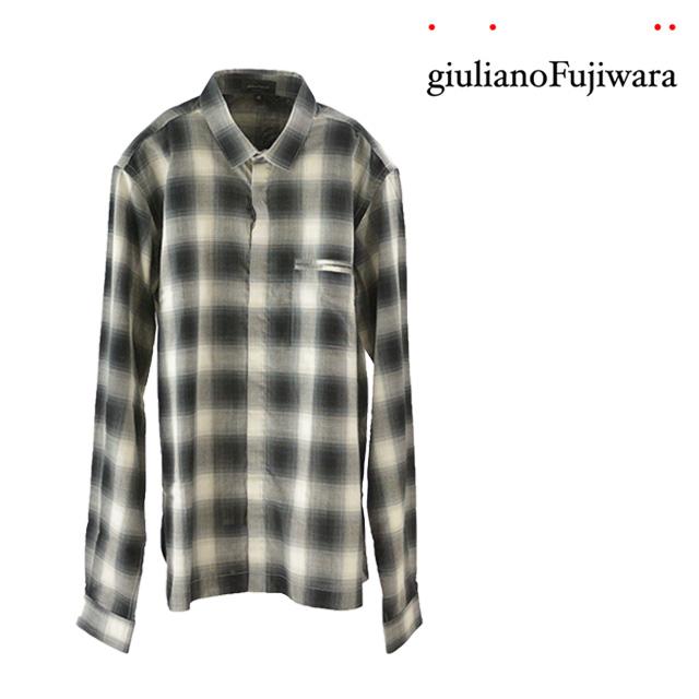 giulianoFujiwara/ジュリアーノフジワラ チェックシャツ メンズ トップス 長袖 ブラック