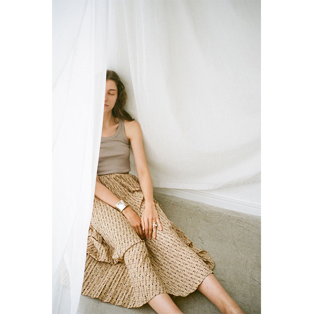 クラネ CLANE ストライプ フラワー プリーツスカート STRIPE FLOWER