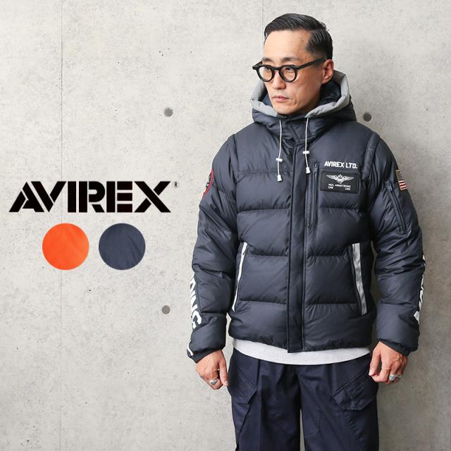 AVIREX アビレックス 6102181 4WAY ダウンジャケット ムーンランディング【T】【Cx】｜パディングジャケット 中綿ジャケット ベスト 2WAY メンズ アウター カジュアル ブランド おしゃれ 大きいサイズ フード