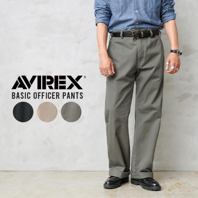 AVIREX アビレックス 6126132 BASIC OFFICER PANTS ベーシック オフィサー チノパンツ【7832910003】【7834910007】【Cx】【T】｜メンズ オフィサーパンツ ミリタリー アメカジ チノクロス ゆったり リラックス ワークパンツ 米軍 タウンユース ジッパーフライ