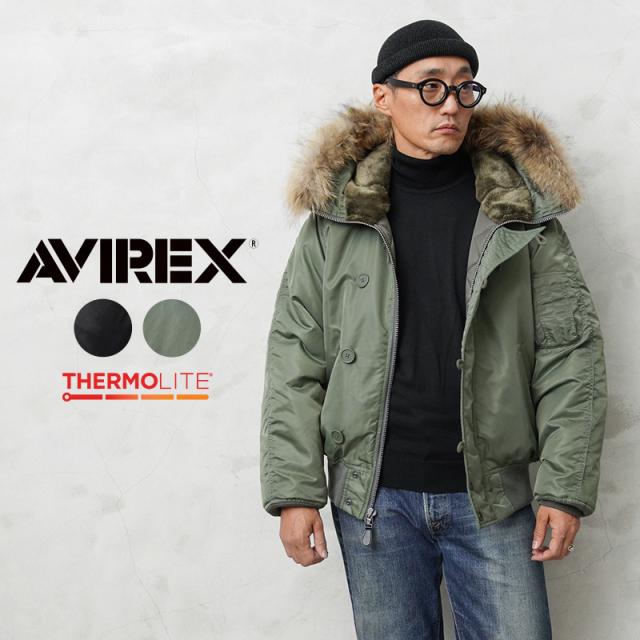 AVIREX アビレックス 7835952033 THERMOLITE N-2B フライトジャケット COMMERCIAL MODEL リアルファー【7834952043】【Cx】【T】｜メンズ アウター ミリタリー 大きサイズ 中綿 着丈短め カジュアル カーキ ナイロン ブランド おしゃれ