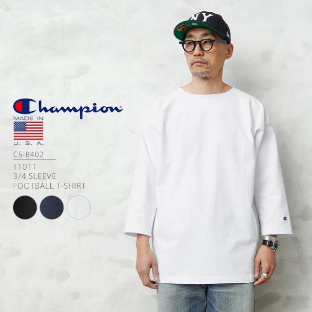 Champion チャンピオン C5-B402 T1011 3/4スリーブ フットボール Tシャツ MADE IN USA【Cx】【T】｜アメカジ メンズファッション トップス ヘビーウェイト USAコットン 七分袖 丸胴 アスレチック スポーツ アウトドア
