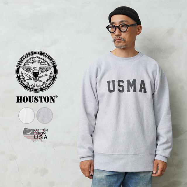 HOUSTON ヒューストン 22322 U.S.コットン USMA プリント スウェットシャツ【T】【Cx】｜メンズファッション アメカジ ミリタリーファッション ヴィンテージ 米軍 トレーナー カジュアル ファッション メンズウェア 長袖