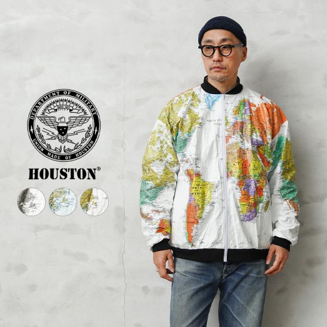 HOUSTON ヒューストン 51337 TYVEK PAPER JACKET/タイベックペーパージャケット【R】｜メンズ アウター ミリタリー 大きいサイズ 総柄 薄手 MA-1風 ブルゾン 軽量 軽い カジュアル ブランド おしゃれ