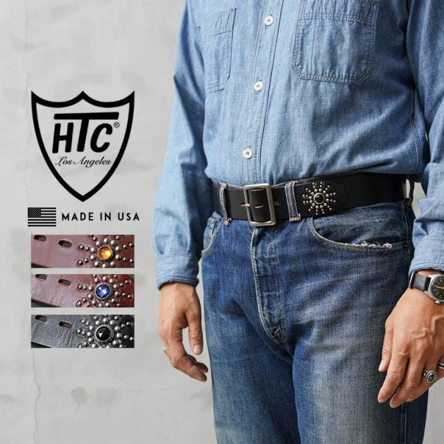HTC エイチティーシー END ONLY 1.75”カウレザー スタッズベルト MADE IN USA【Cx】【T】 ｜メンズファッション アメカジ レザーベルト 革小物 牛革 ヴィンテージ加工 経年変化 アクセサリー アメリカ製 ブランド おしゃれ