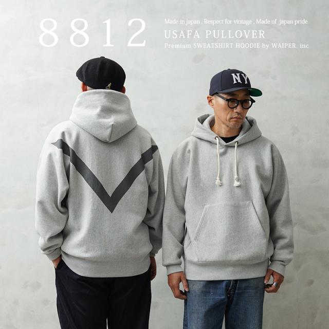 WAIPER.inc RESPECT FOR VINTAGE 88/12 FABRIC PREMIUM USAFA プルオーバースウェットパーカー 日本製【WP1104】【T】【Cx】｜メンズファッション アメカジ ミリタリー ヴィンテージ 裏起毛 ヘザーグレー 霜降りグレー 丸編み コットン