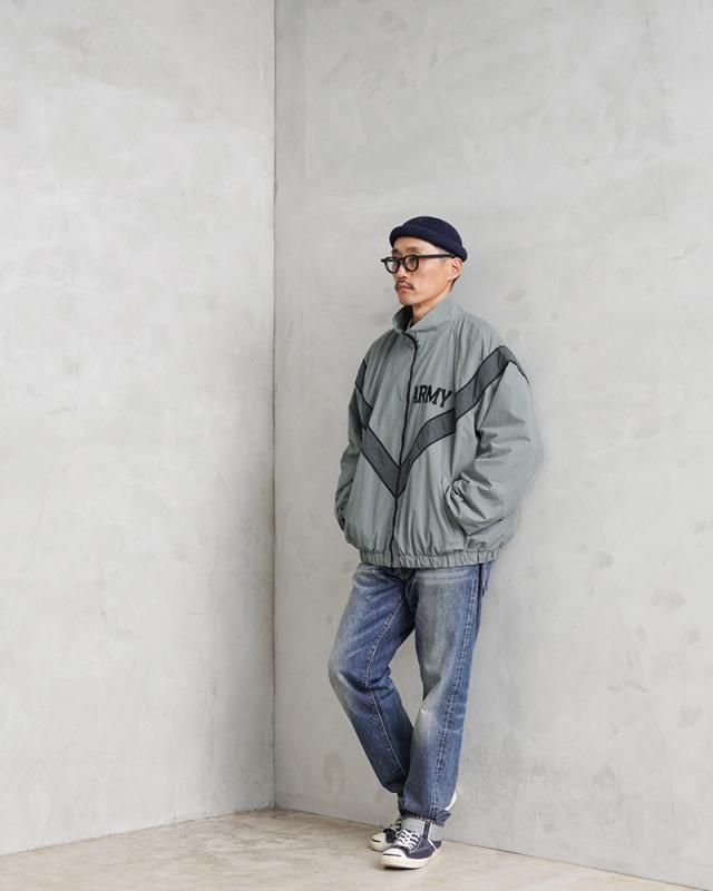 実物 USED 米軍 U.S.ARMY IPFU フィットネスジャケット【Cx】【I】｜ミリタリージャケット トレーニングジャケット ブルゾン アウター 軍放出品 軍モノ 大きいサイズ グレー