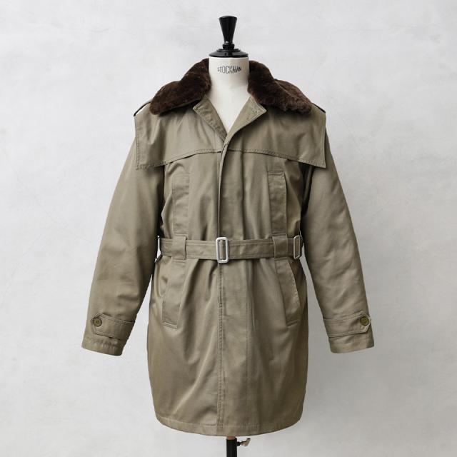実物 USED ルーマニア軍 BOA COLLAR オフィサーコート キルティングライナー付き【Cx】【I】｜ミリタリー アウター メンズ ロングコート 古着 ユーズド ベージュ 防寒 軍放出品 ビジネス おしゃれ