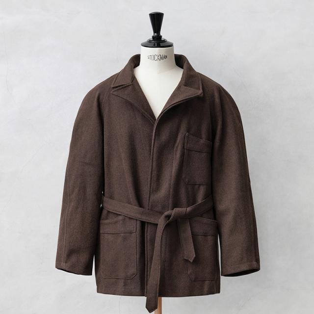 実物 新品 デッドストック イタリア軍 ホスピタル ラップ ウールジャケット ブラウン【Cx】【I】｜ミリタリー メンズ アウター 上着 ガウン 厚手 大きいサイズ ファッション 古着 ヨーロッパ おしゃれ