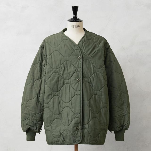 実物 新品 デッドストック 米軍 AIRCREW ノーメックスライナー フロントボタン #2【Cx】【I】｜メンズ レディース アウター ジャケット 大きいサイズ キルティング カーキ オリーブ ノーカラー 古着 ファッション おしゃれ
