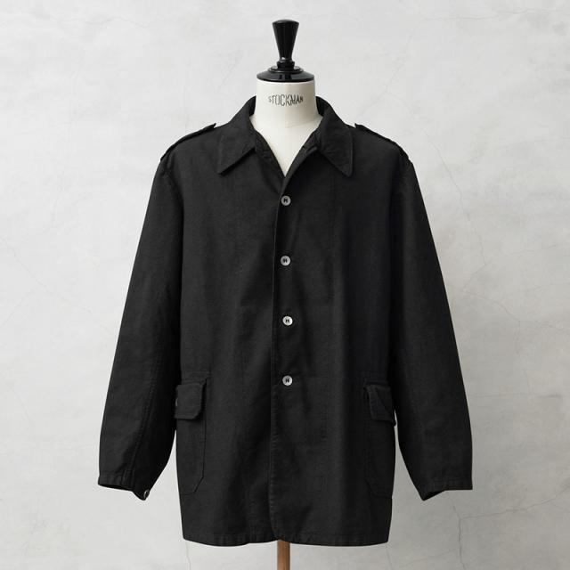 実物 USED スウェーデン軍 M-39 ユーティリティー ワークジャケット BLACK染め【Cx】【I】｜メンズ トップス アウター 黒 大きいサイズ ミリタリー 無地 薄手 リメイク 古着 ファッション おしゃれ