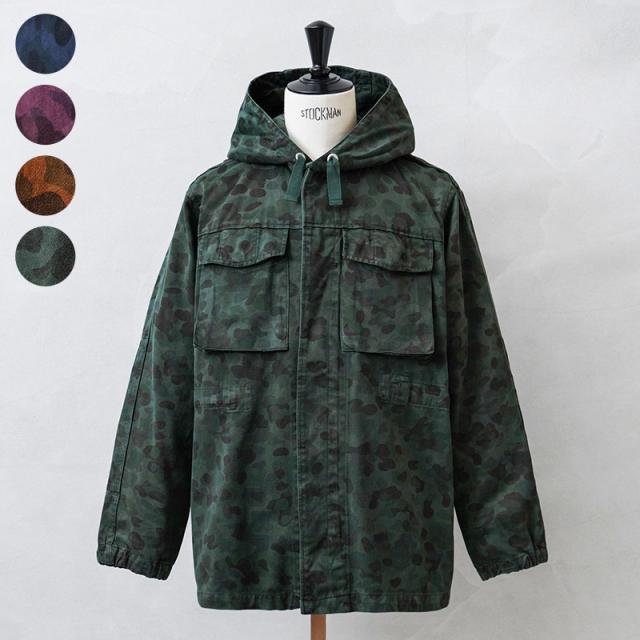 実物 USED オーストリア軍 ピードットカモ スモック パーカー OVER DYED フロントボタン【Cx】【I】