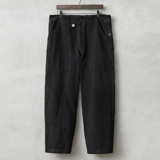 実物 USED スイス軍 1950年代 前期型 ヴィンテージ デニムワークパンツ BLACK染め【Cx】 【I】｜メンズ ボトムス 大きいサイズ リメイク ミリタリー ジーンズ ダメージ 古着 ファッション おしゃれ