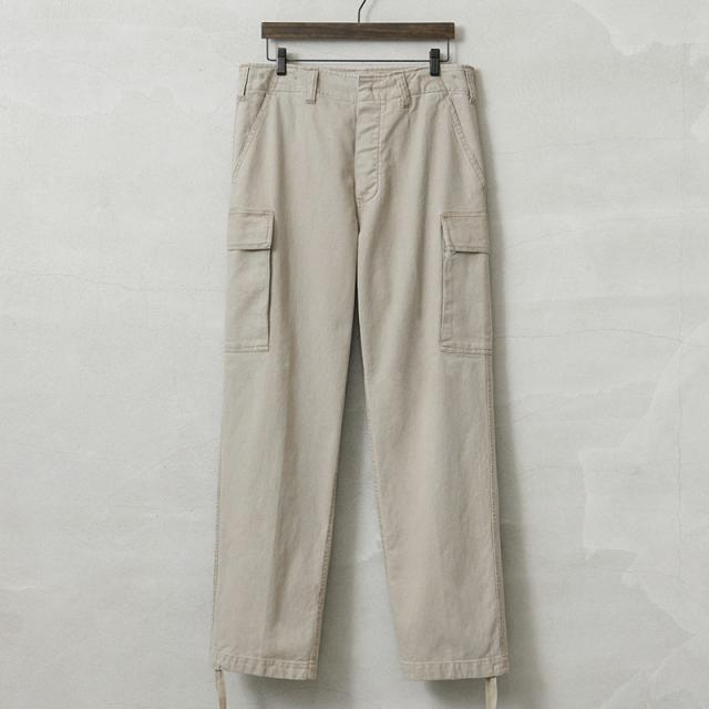 実物 USED ドイツ軍 モールスキン カーゴパンツ オフホワイト【Cx】【I】 秋 冬｜メンズ ミリタリー アメカジ ワークパンツ 作業着 古着 軍パン ボトムス ミリタリーファッション トラウザーズ