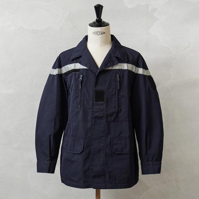実物 新品 デッドストック フランス軍 ファイヤーマン ジャケット ネイビー ボタンフロント【Cx】【I】｜メンズファッション ミリタリー アウター アラミド 比翼仕立て オープンカラー 作業着 防炎素材 おしゃれ