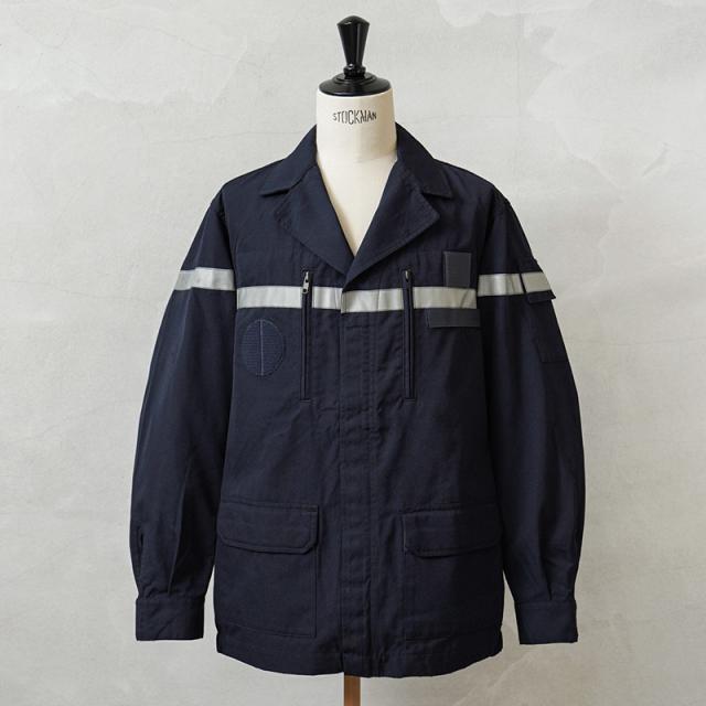 実物 新品 デッドストック フランス軍 ファイヤーマン ジャケット ネイビー ジッパーフロント【Cx】【I】｜メンズ ミリタリー アラミド 難燃 ジップジャケット アウター オープンカラー ワークジャケット 作業着 古着 おしゃれ
