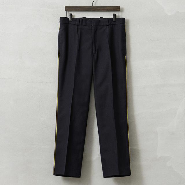 実物 USED フランス軍 ALPINE HUNTER イエロー サイドライン ワンタック ウール トラウザーズ【Cx】【I】｜メンズファッション ミリタリー アメカジ アルパインハンター ウールパンツ ネイビー ヴィンテージ 古着 スラックス 軍パン