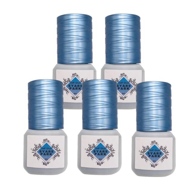 5本セット しみない マツエク グルー セルフ初心者向け 無臭低刺激グルー エクステ用 長持ち  Syarepark SoftGlue 3ml ブルー