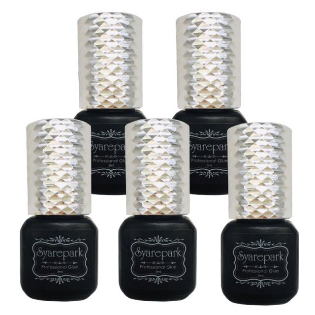 5本セット シルバー 完全プロ仕様 まつ毛 エクステ グルー 速乾 サラサラ マツエク グルー 長持ちマツエク エクステ グルー プロ用使いやすさ No.1グルー Syarepark Professional Glue 3ml