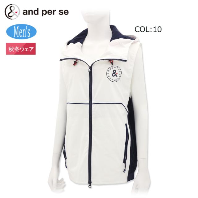 アンパスィ and per se AMF1004G3 メンズ エアジャスター フルジップ フーディー ベスト ゴルフウェア スポーツウェア 春秋