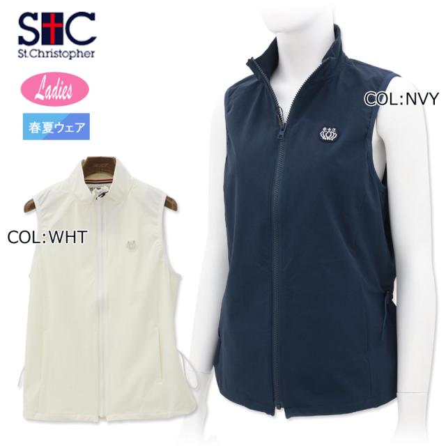 2025年春夏モデル セントクリストファー St.Christpher TL48300 レディース ベスト 半袖ベスト 撥水 ゴルフウェア スポーツウェア 春夏