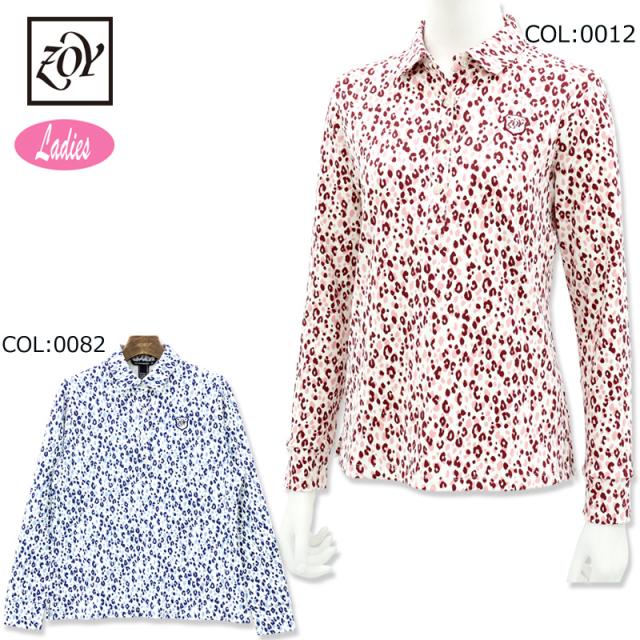 ゾーイ ZOY 071644029 レディース 長袖 シャツ レオパード柄 ゴルフウェア スポーツウェア 秋冬春