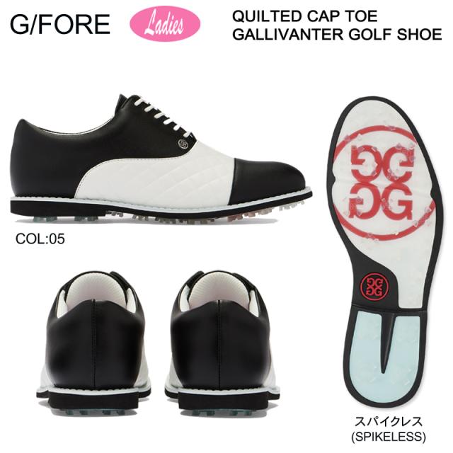 G/FORE GFORE ジーフォア 073424854 G4LF22EF56 レディース ゴルフシューズ スパイクレス 防水 紐靴 牛革 LADIES QUILTED CAP TOE GALLIVANTER GOLF SHOE