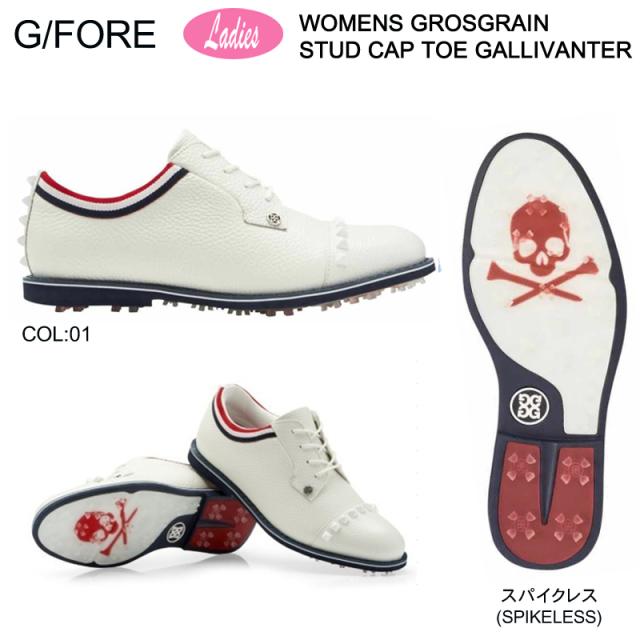 G/FORE GFORE ジーフォア 072412850 G4LS21EF06 レディース ゴルフシューズ スパイクレス 防水 紐靴 WOMENS GROSGRAIN STUD CAP TOE GALLIVANTER