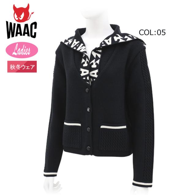 ワック WAAC 072324772 レディース 長袖 カーディガン ニット ストレッチ ゴルフウェア スポーツウェア 秋冬