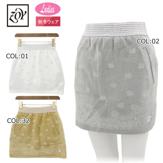 ゾーイ ZOY 071644303 レディース ニットスカート バンダナ柄 ストレッチ ゴルフウェア スポーツウェア 秋冬