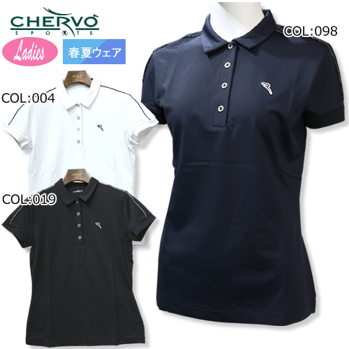 シェルボ CHERVO 032-26540 レディース 半袖シャツ ストレッチシャツ UVカット 吸水速乾 ゴルフウェア スポーツウェア