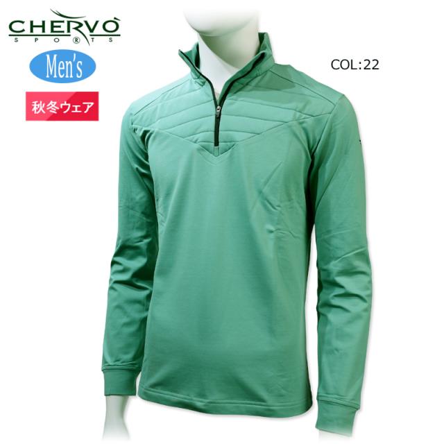 シェルボ CHERVO 031-27112 メンズ 長袖 ハーフジップ シャツ ストレッチ 断熱性 ゴルフウェア スポーツウェア 秋冬春