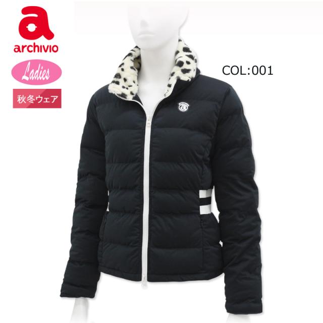 アルチビオ archivio A414208 レディース アウター 長袖 中綿 ブルゾン ダルメシアン柄 Wジップ ストレッチ ゴルフウェア スポーツウェア 秋冬