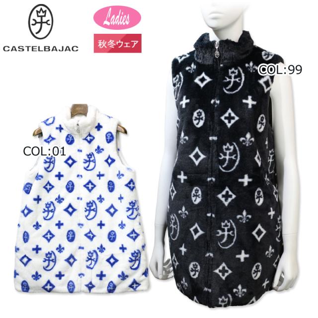 カステルバジャック CASTELBAJAC 7223417214 レディース フルジップ ノースリーブ ボア ベスト ゴルフウェア スポーツウェア 秋冬