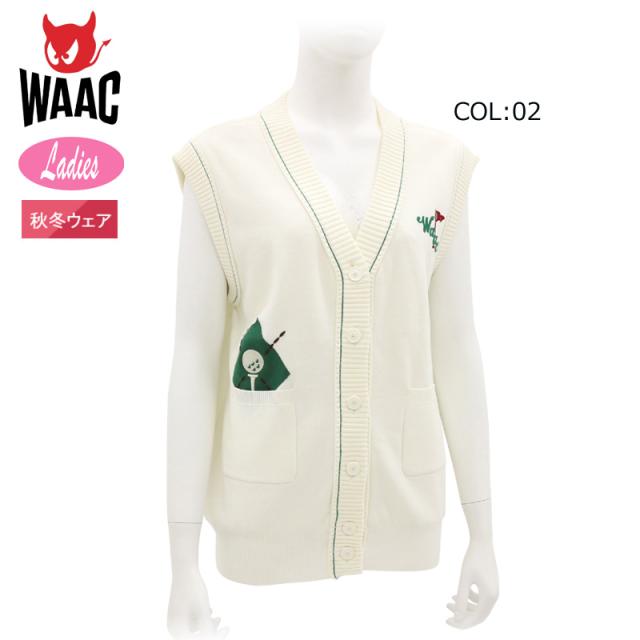 WAAC ワック 072334753 レディース ベスト ジレ 刺繍ベスト ゴルフウェア スポーツウェア 秋冬