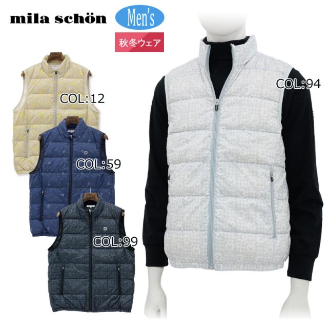 ミラショーン milaschon 7334417103 メンズ アウター ダウン ベスト 中綿 ペイズリー柄 ゴルフウェア スポーツウェア 秋冬