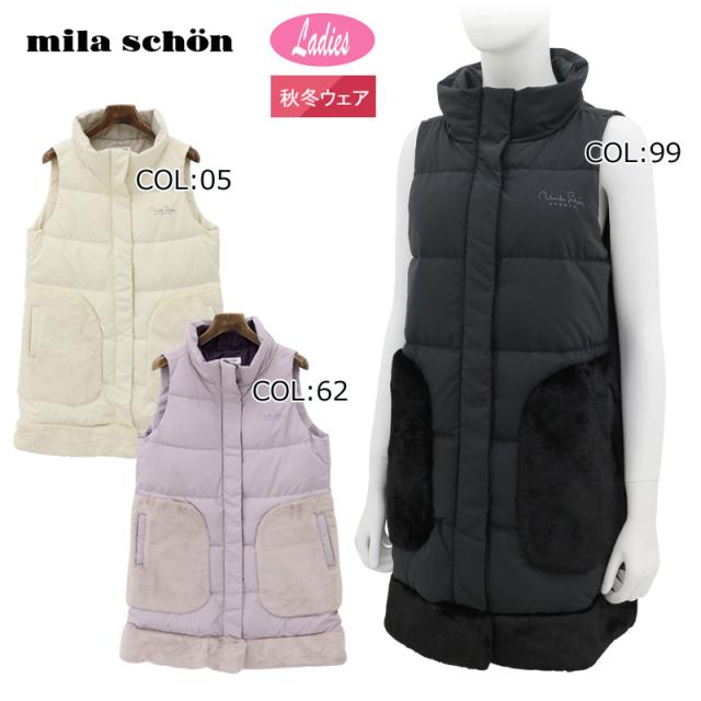 ミラショーン milaschon 7344417203 レディース ダウン ベスト アウター ロングベスト 中綿 ゴルフウェア スポーツウェア 秋冬