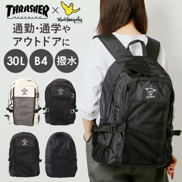 スラッシャー リュック THRASHER THR-299 通販 リュックサック バックパック バッグ ポリエステル 軽量 30l 30リットル レディース メンズ 通勤 通学 ブラック 黒 バック 鞄 オシャレ おしゃれ シンプル ブランド レディースバッグ