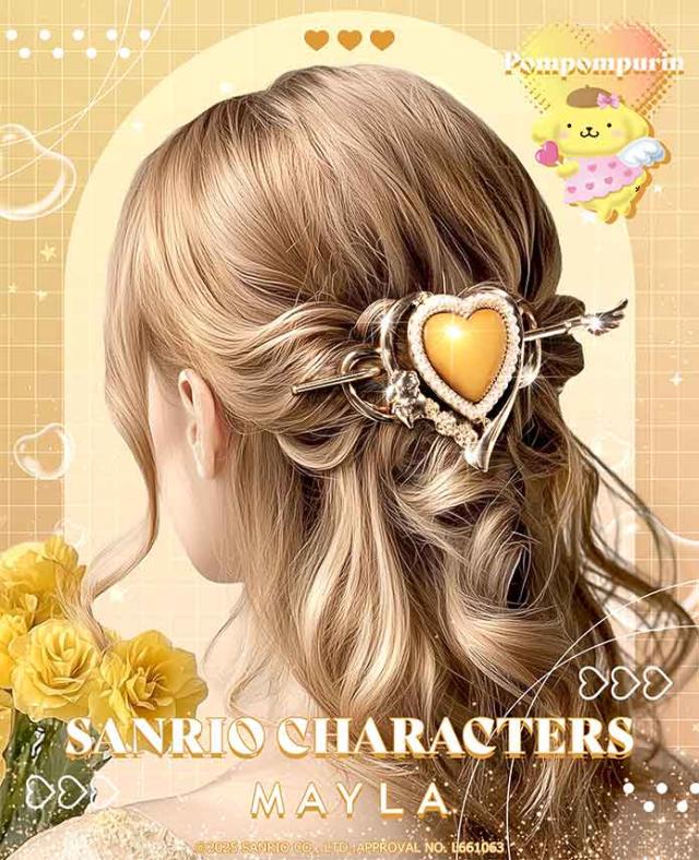 MAYLA マイラ サンリオキャラクターズ グッズ ヘアアクセサリー かんざし 髪飾り アイコニック ヘアオブジェ マジェステ ＋ 簪 ポムポムプリン レディース 女性 新品 正規品 公式 サンリオ キャラクターアクセサリー 人気 ブランド