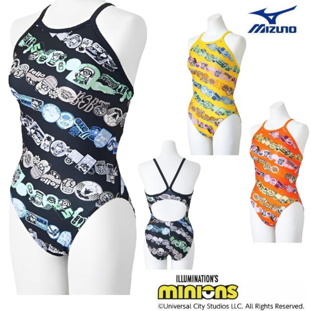 ミズノ MIZUNO 競泳水着 レディース 練習用 エクサースーツ ミディアムカット EXER SUITS U-Fit ミニオンズ MINIONS 2025年春夏モデル N2MAC296