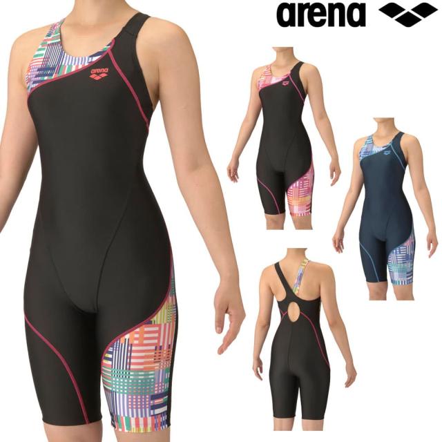 アリーナ ARENA フィットネス水着 レディース フィットネスワンピーススパッツ オープンバック ハーフレッグ ぴったりパッド オールインワン AQUA EXA パッド付き ダブルエステルWR 2025年秋冬モデル FUSION COLORS AS5FWF13L