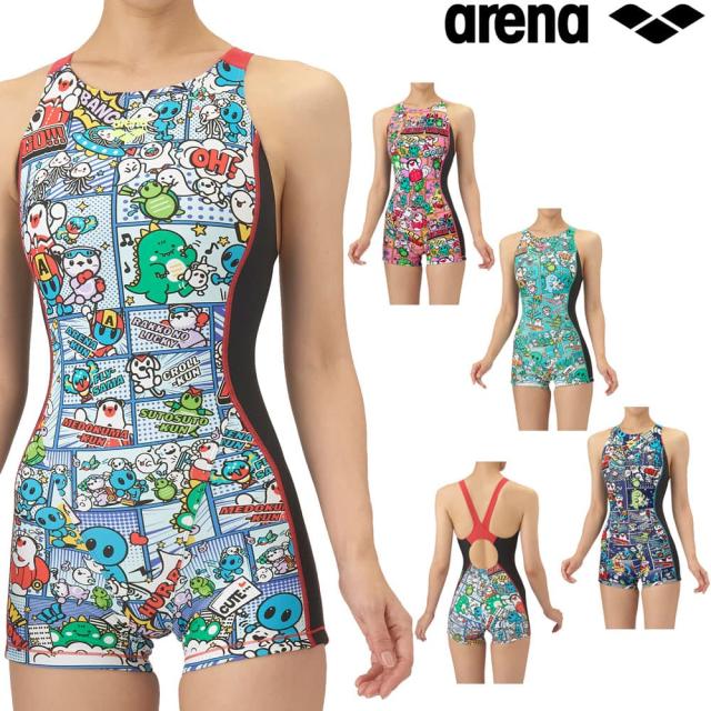 アリーナ ARENA 競泳水着 練習用水着 レディース トレーニングワンピーススパッツ オープンバック ミドルレッグ オールインワン タフスーツ アリーナ君