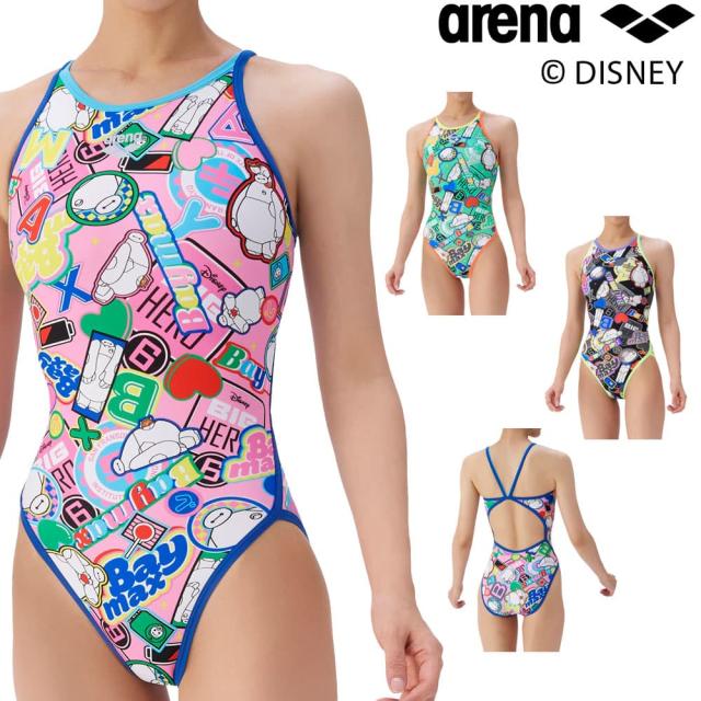 アリーナ ARENA 競泳水着 練習用水着 レディース トレーニングワンピース オープンバック ディズニー “ベイマックス” タフスーツ タフスキンEP 競泳練習水着 2025年秋冬モデル AS5FWM56L