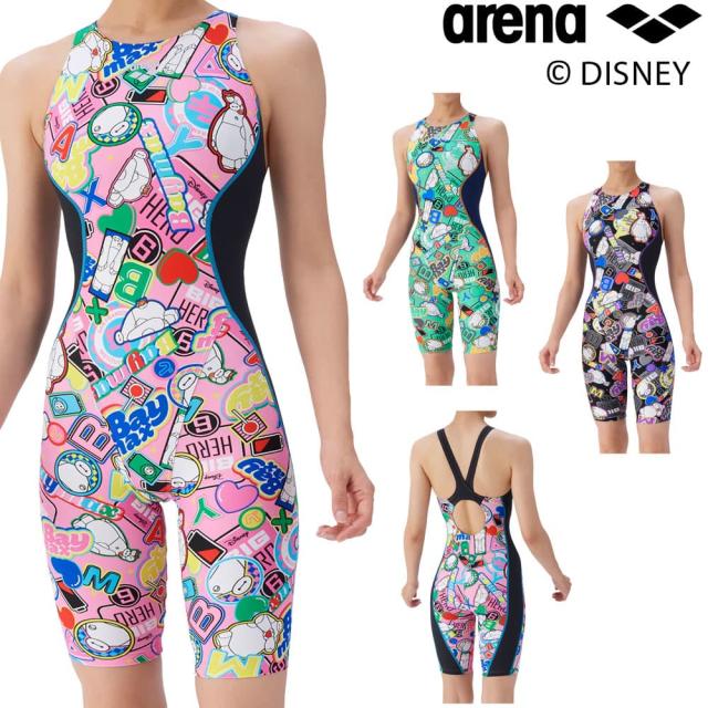 アリーナ ARENA 競泳水着 練習用水着 レディース トレーニングワンピーススパッツ オープンバック ハーフレッグ オールインワン ディズニー “ベイマックス” タフスーツ タフスキンEP 競泳練習水着 2025年秋冬モデル AS5FWM57L
