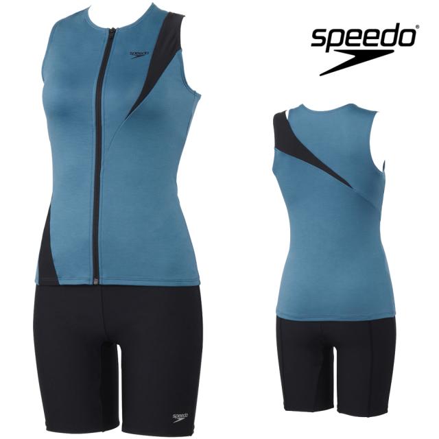スピード SPEEDO フィットネス水着 レディース ディアゴナジッププロセパレーツ(差込みパッド付き) Heather Stretch ECO SFW32410