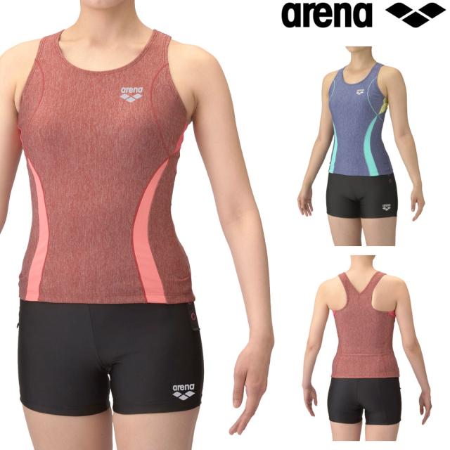 アリーナ ARENA フィットネス水着 レディース フィットネスセパレーツ Yバック ショートレッグ 差し込みパッド パッド付き モク2Way AS5SWF40L