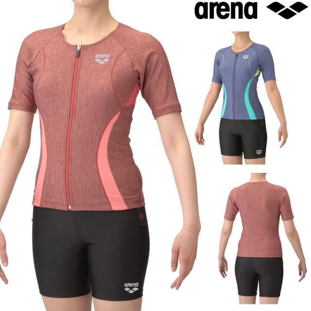 アリーナ ARENA フィットネス水着 レディース フィットネスセパレーツ カバーバック ミドルレッグ 差し込みパッド パッド付き モク2Way AS5SWF43L