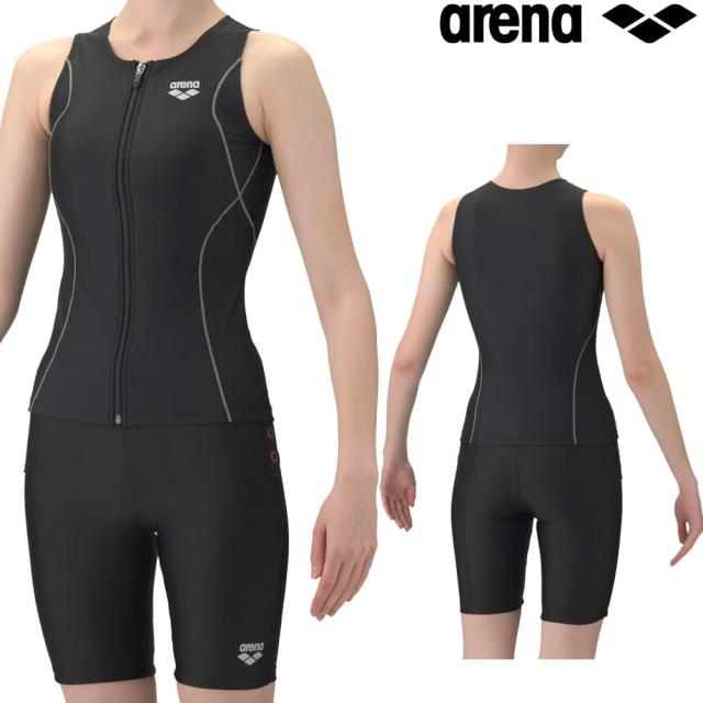 アリーナ ARENA フィットネス水着 レディース すらっとセパ ダブルエステル フィットネスセパレート カバーバック ハーフレッグ 差し込みパッド パッド付き 2026年春夏モデル AS6SWF47L