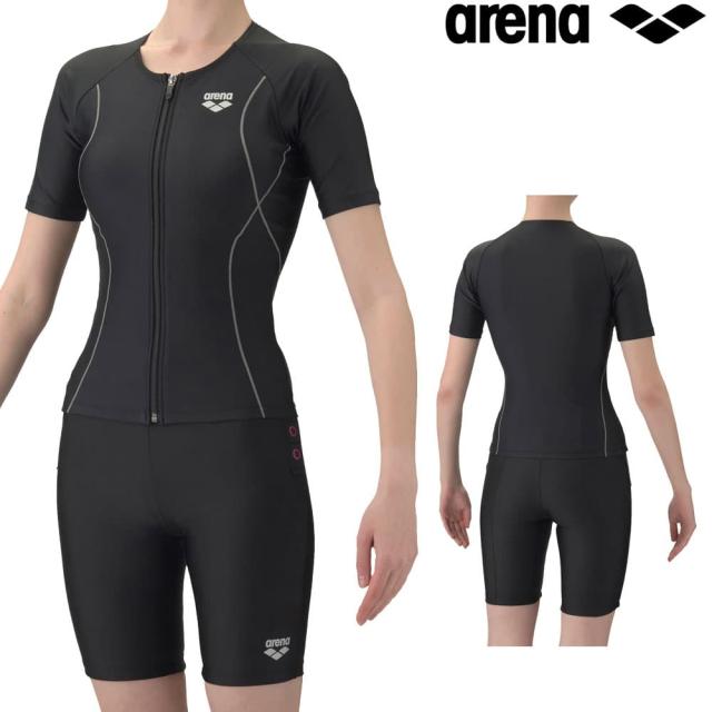 アリーナ ARENA フィットネス水着 レディース すらっとセパ ダブルエステル フィットネスセパレート カバーバック ハーフレッグ 差し込みパッド パッド付き 2026年春夏モデル AS6SWF48L
