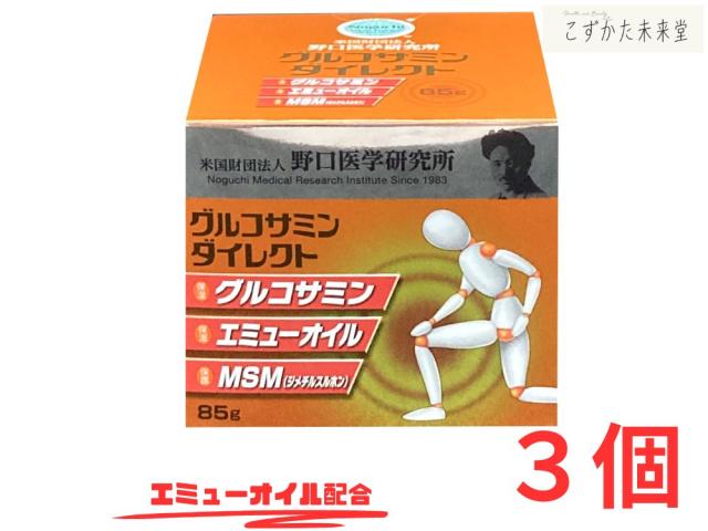 グルコサミンダイレクト 85g 3個セット 塗るグルコサミン クリーム エミューオイル MSM配合 野口医学研究所 ダイレクト ひざ ひじ 腰 肩 マッサージ